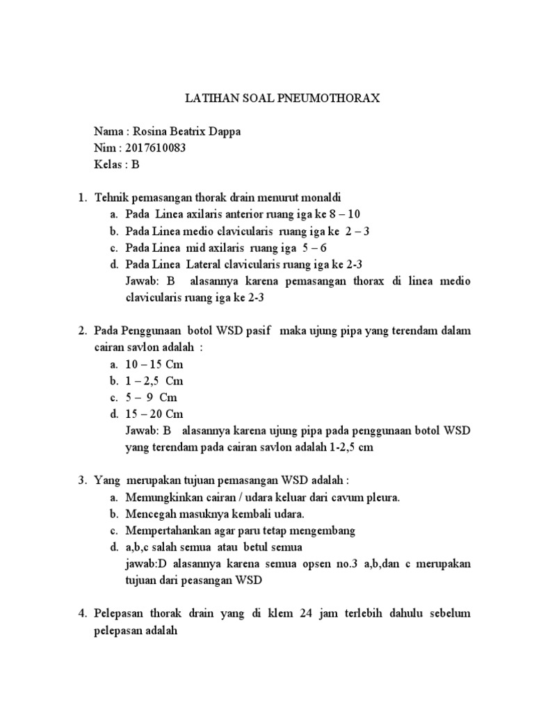 Teknik Pemasangan WSD Pneumothorax | PDF | Griya & Taman