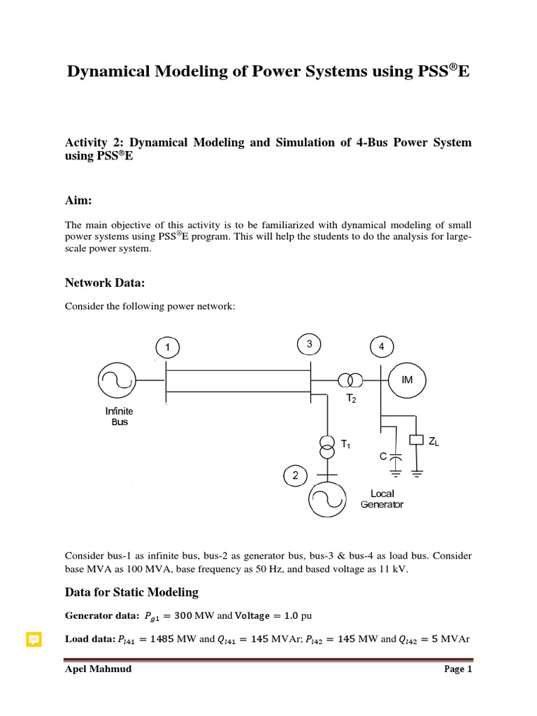 Dynamic Modelling Using Psse Software Pdf Electric Generator Electric Power Transmission
