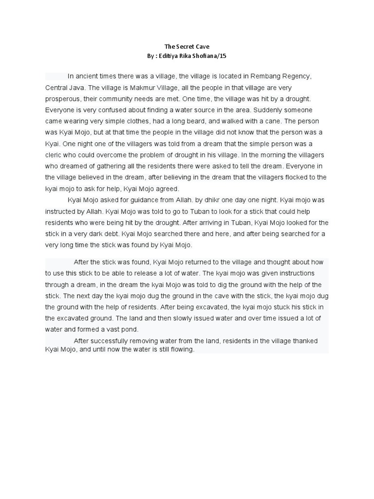 The Secret Cave By: Editiya Rika Shofiana/15 | PDF