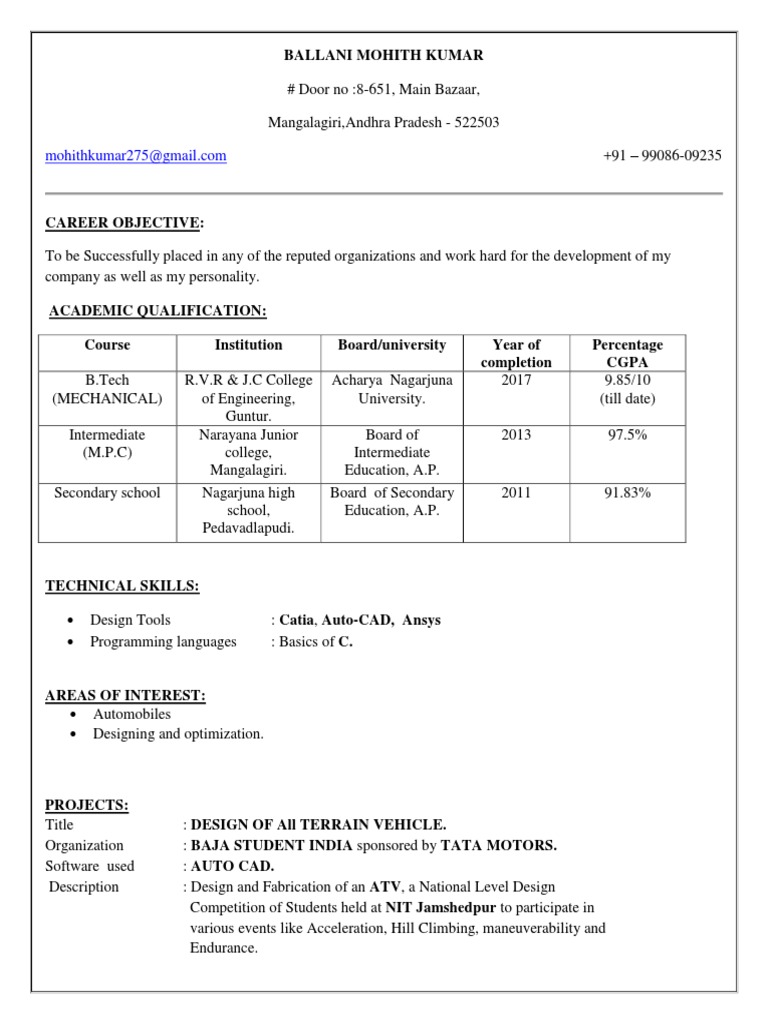 Mohith Resume | PDF | Science | Engineering