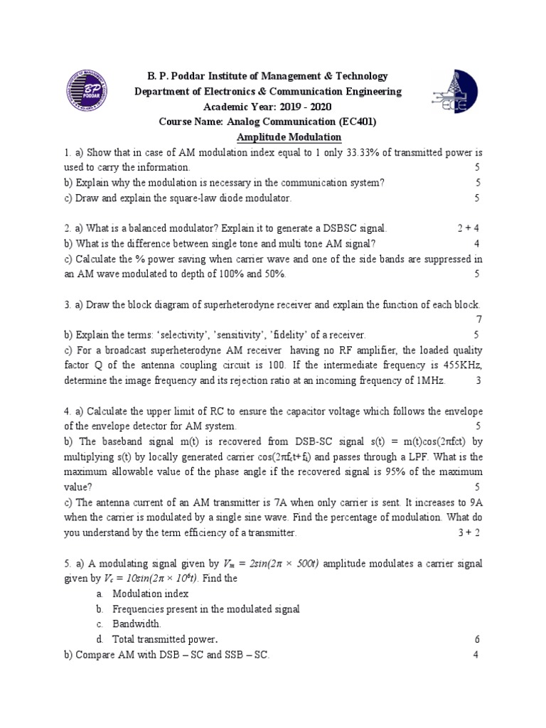 Amplitude Modulation Pdf Modulation Detector Radio