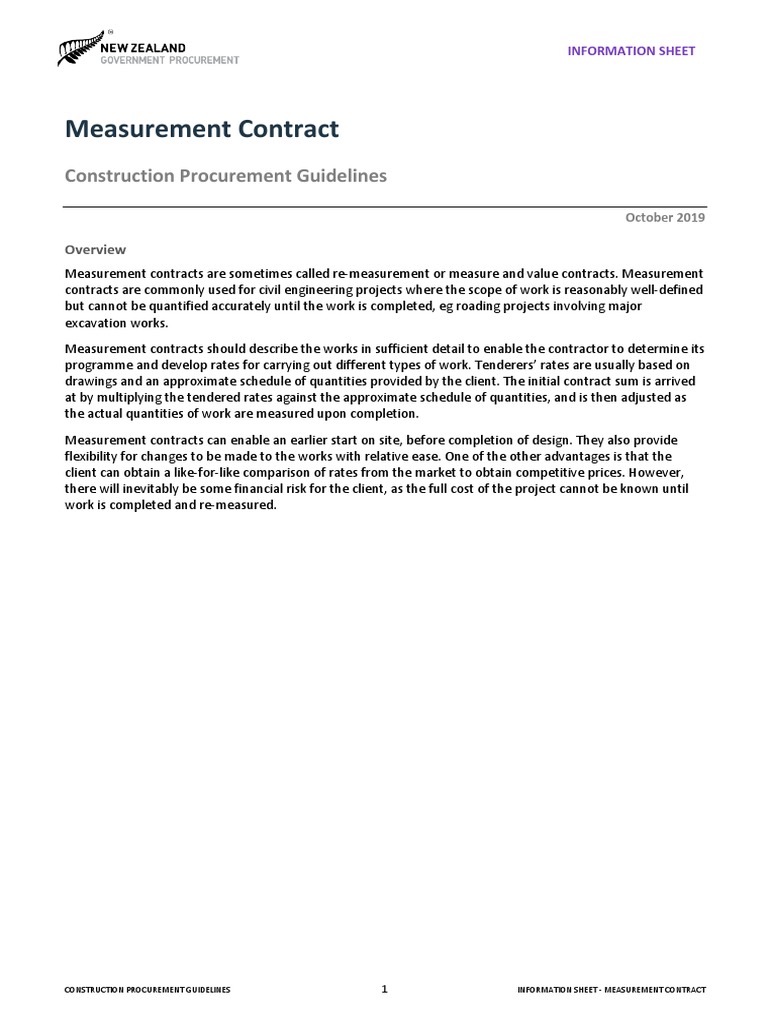 Measurement Contract: Construction Procurement Guidelines | PDF