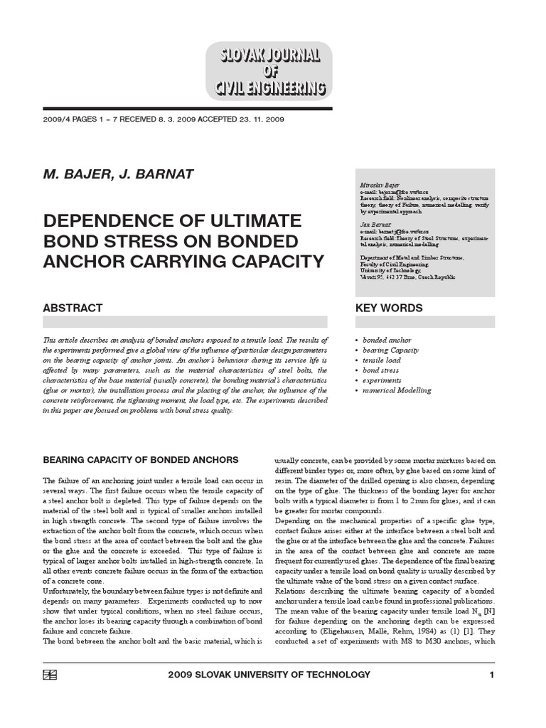 Bond Stress Impact on Anchor Capacity | PDF | Strength Of Materials ...
