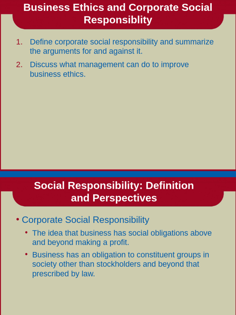 Business Ethics and CSR Slides | PDF | Corporate Social Responsibility ...