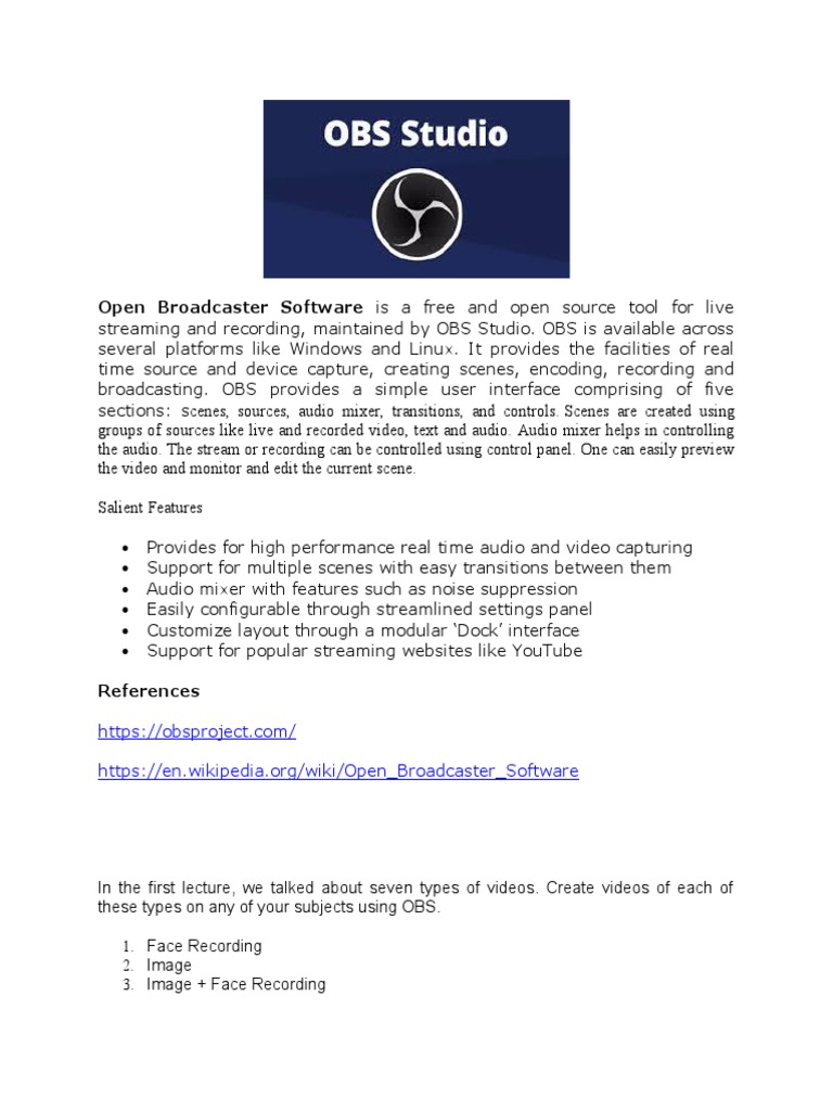 Open Broadcaster Software Is A Free and Open Source Tool For Live | PDF ...