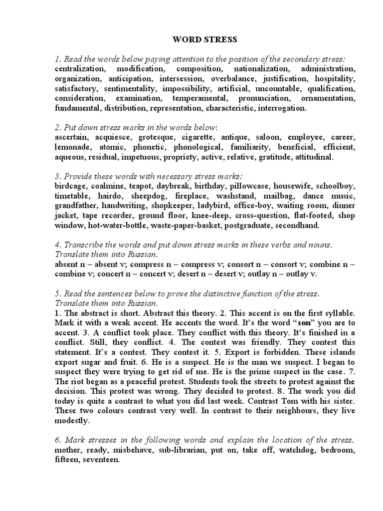 Word Stress | PDF | Stress (Linguistics) | Communication