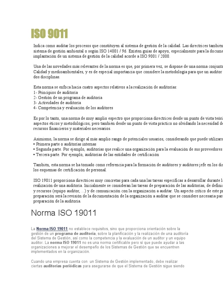 Iso 9011 | PDF | Auditoría | Contralor