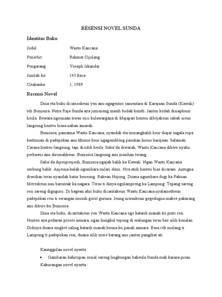 Resensi Novel Sunda | PDF