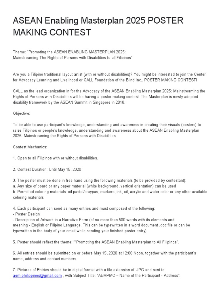 ASEAN Enabling Masterplan 2025 POSTER MAKING CONTEST | PDF ...