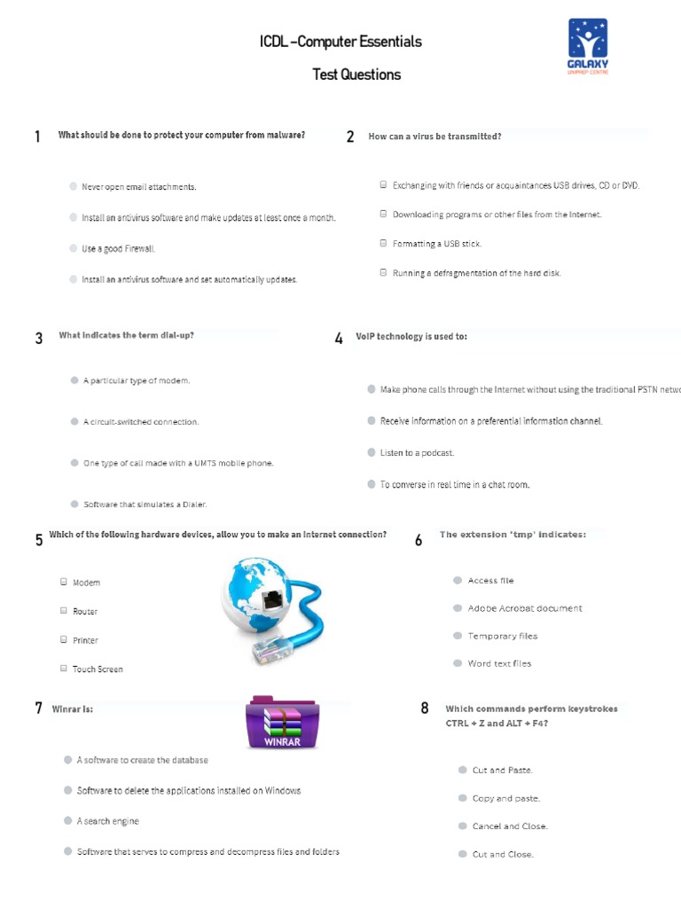 ICDL - Computer Essentials Test Questions | PDF
