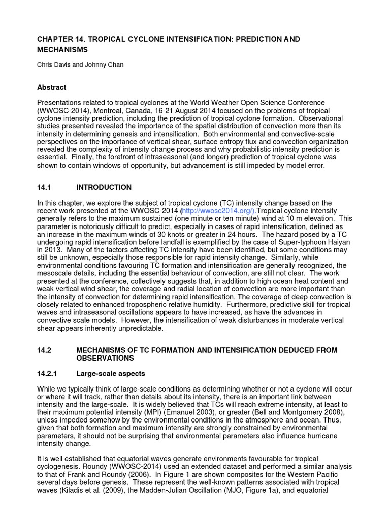 Chapter 14. Tropical Cyclone Intensification: Prediction and Mechanisms ...