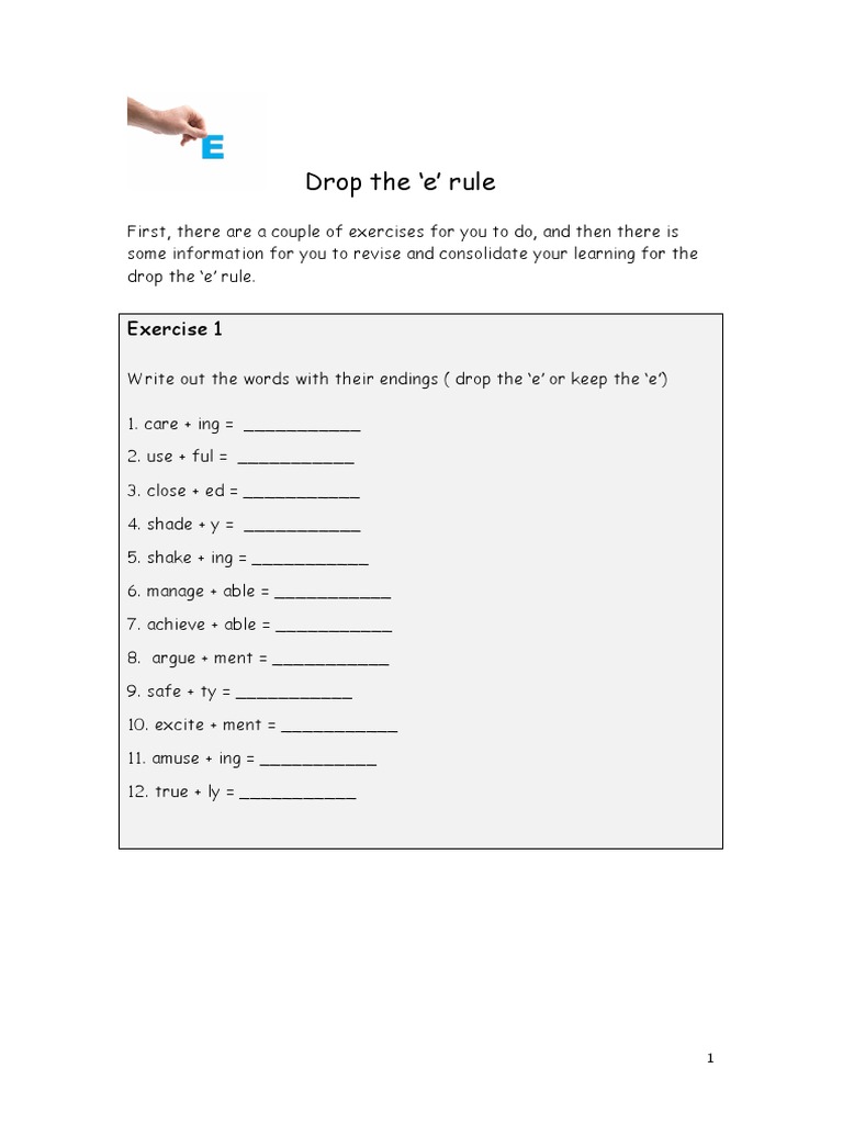 Drop The E' Rule: Exercise 1 | PDF | Argument | Symbols