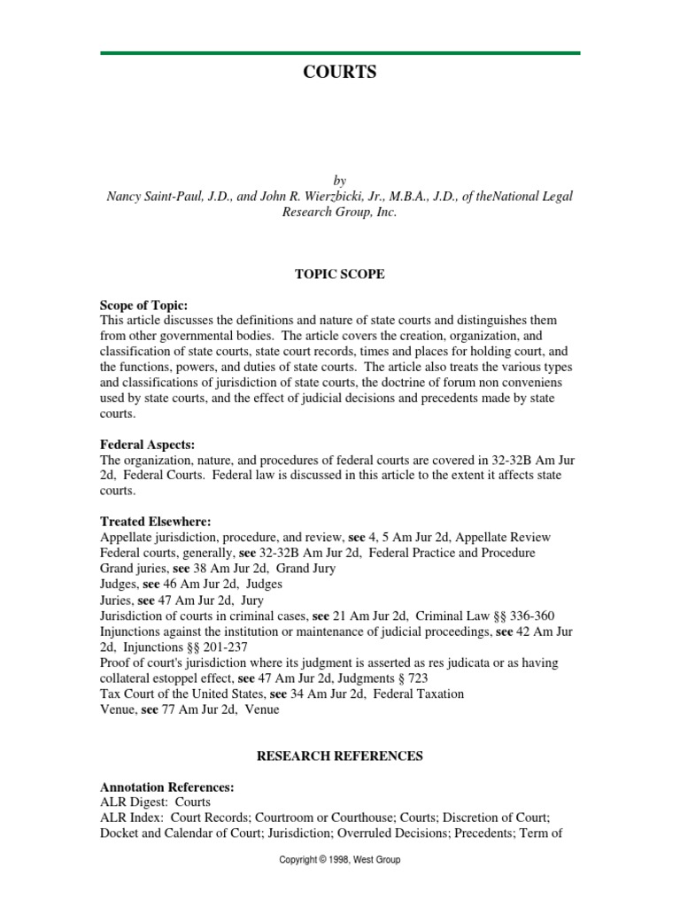 20 Am Jur 2d Courts PDF | PDF | State Court (United States) | Judge