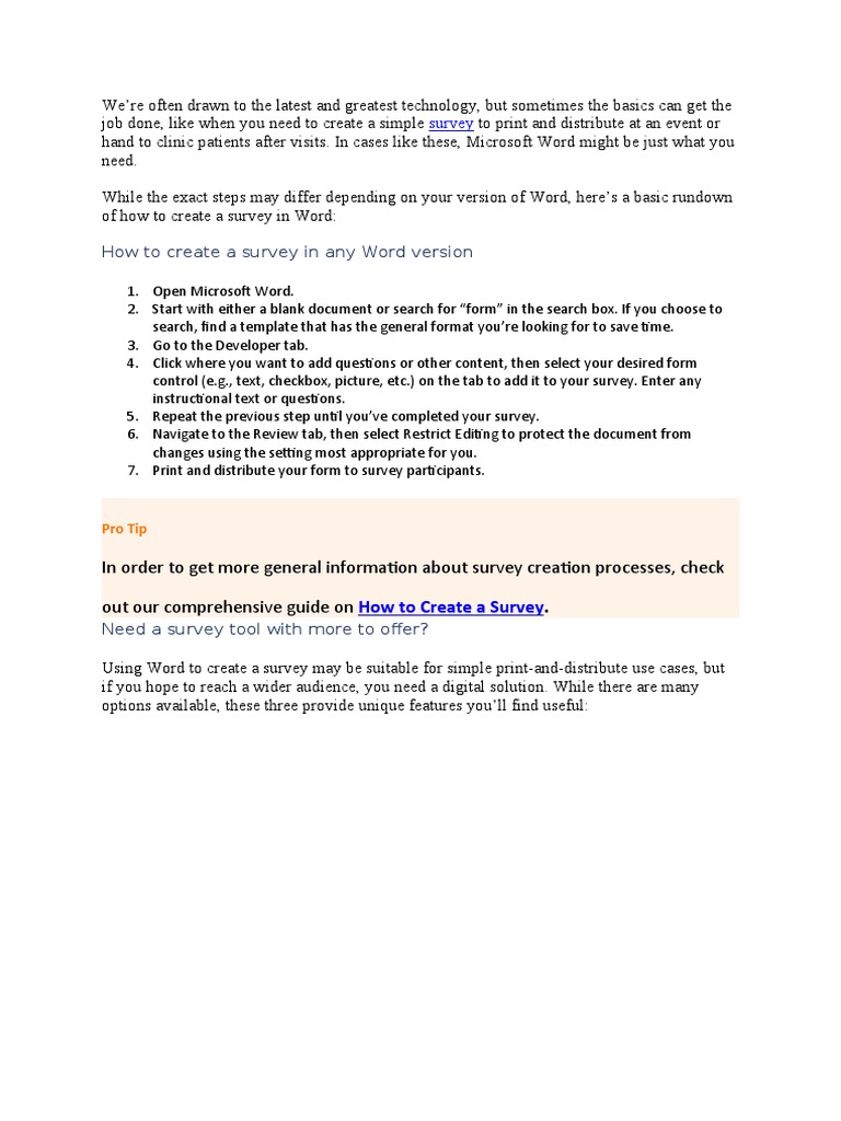 How To Create A Survey in Any Word Version | PDF