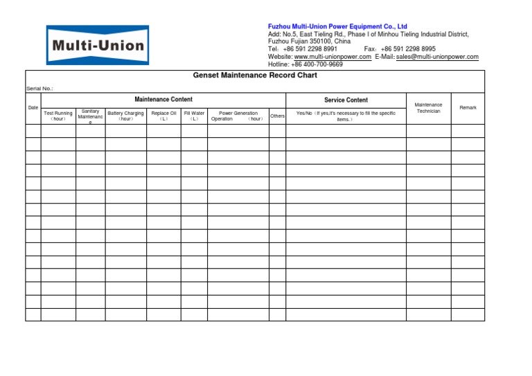 Fuzhou Multi-Union Power Equipment Co., Ltd Generator Maintenance ...