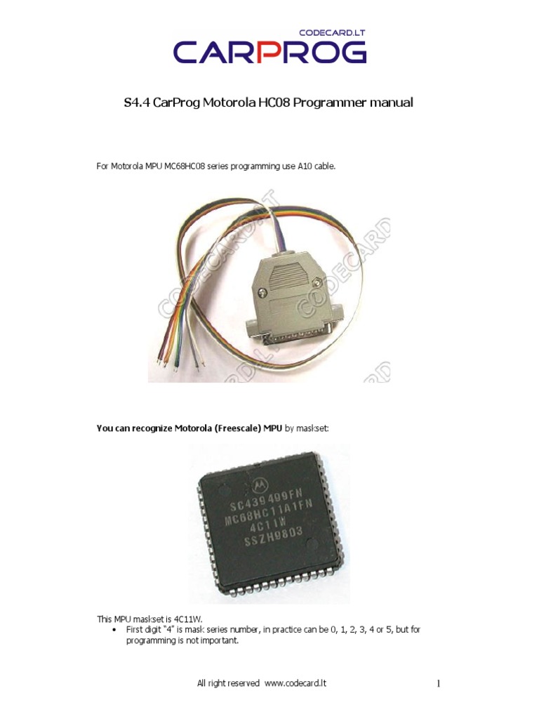 Carprog Motorola Hc08 Programmer Manual Pdf Telecommunications Engineering Computing 