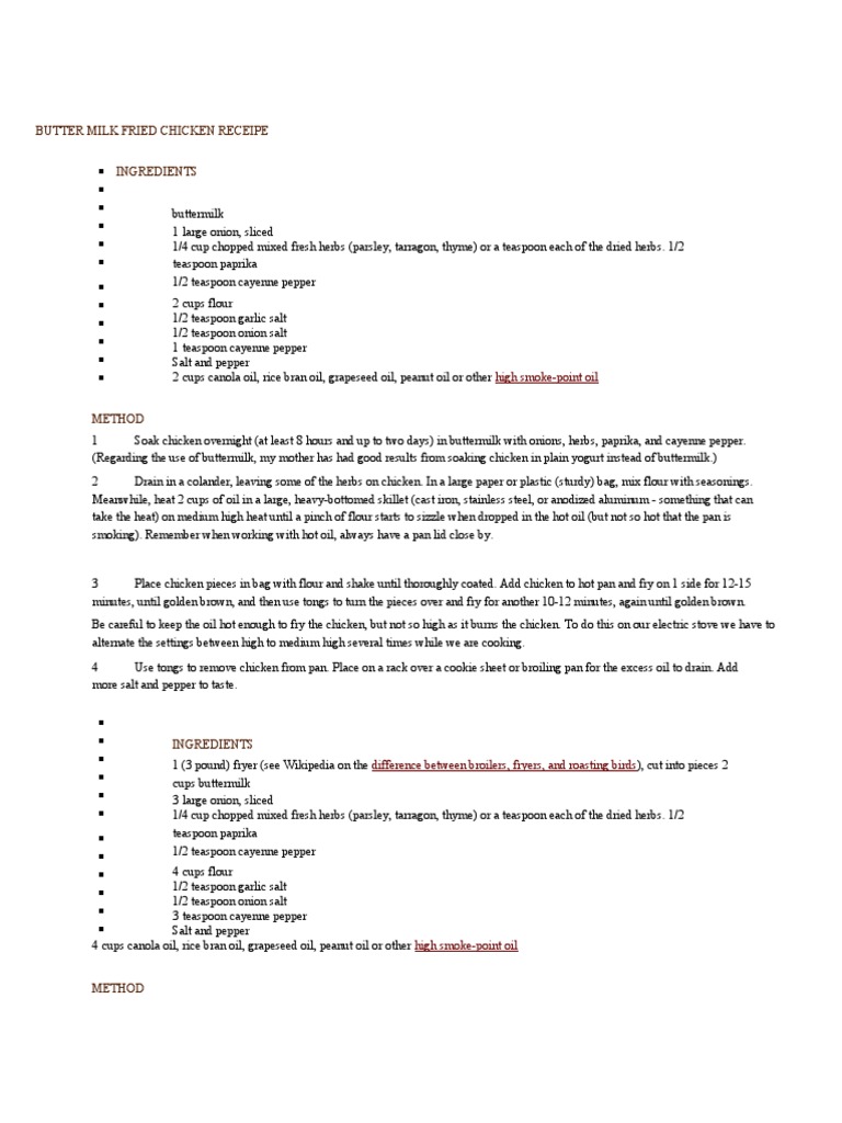 Buttermilk Fried Chicken | PDF | Paprika | Peanuts