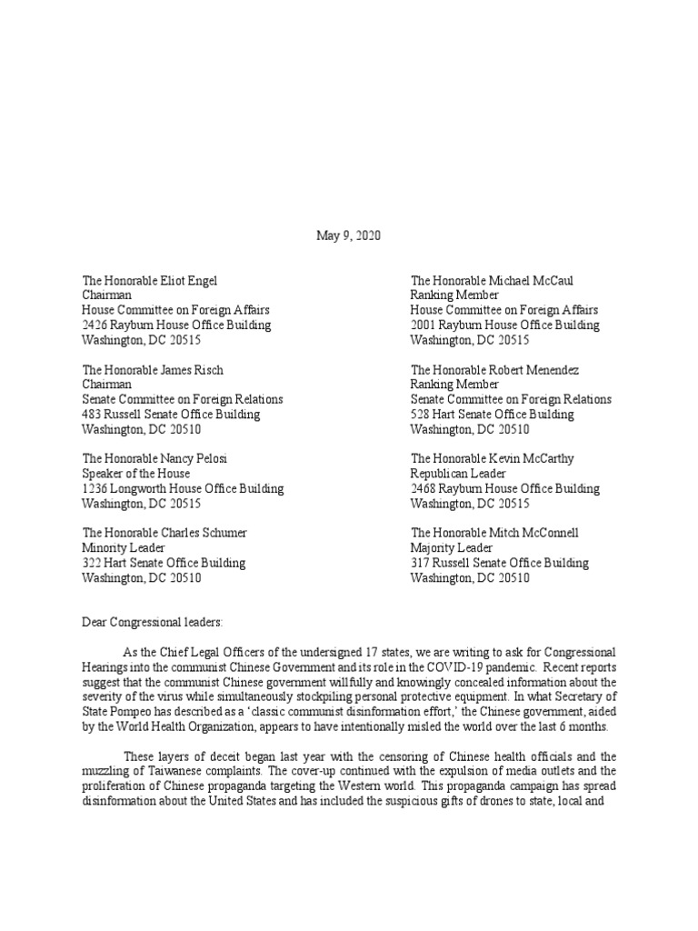 Letter To Congressional Leaders | PDF | American Politicians | American ...