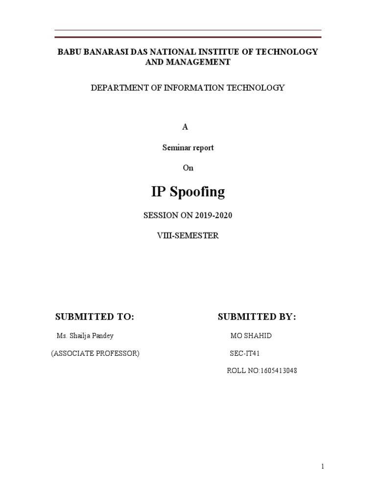 IP Spoofing: Department of Information Technology | Download Free PDF ...