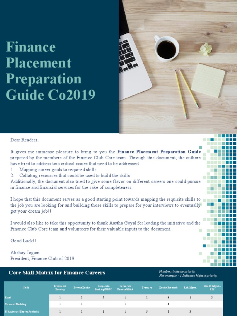 Finance Placement Preparation Guide | PDF | Financial Analyst | Banks