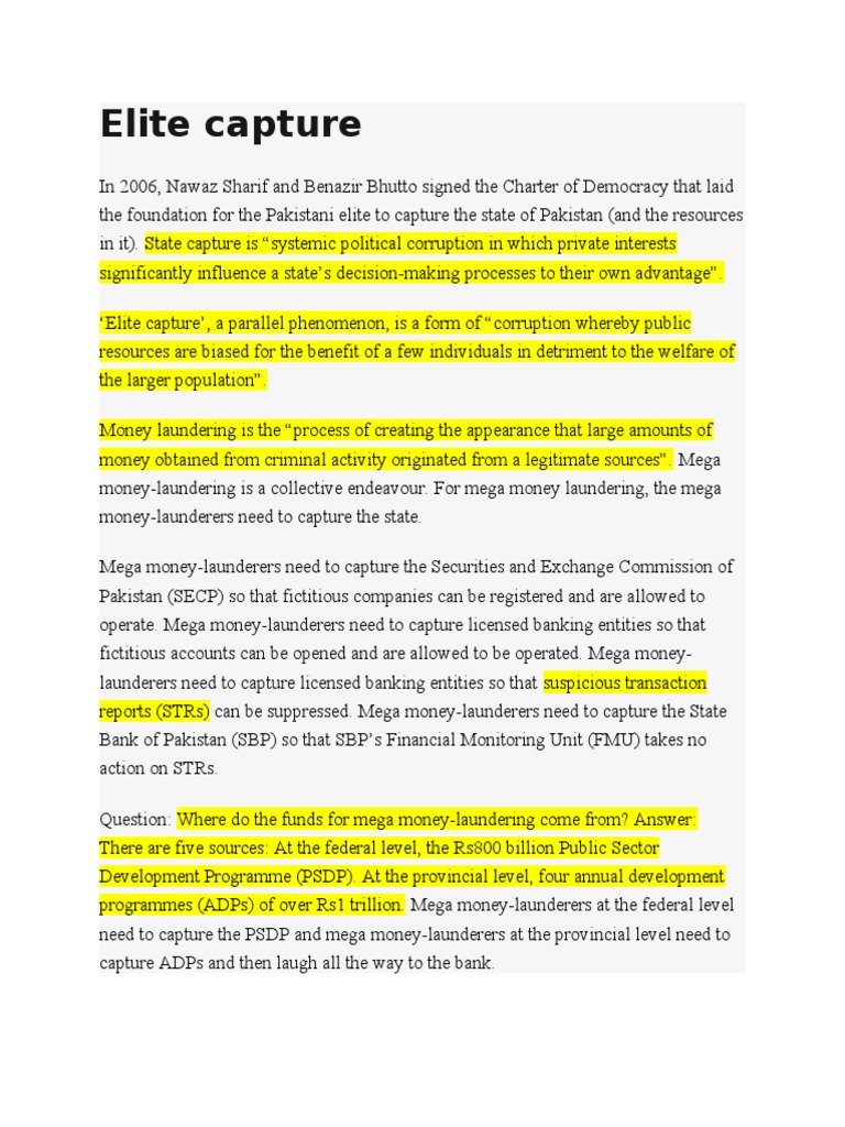 Elite Capture | PDF | Money Laundering | Corruption