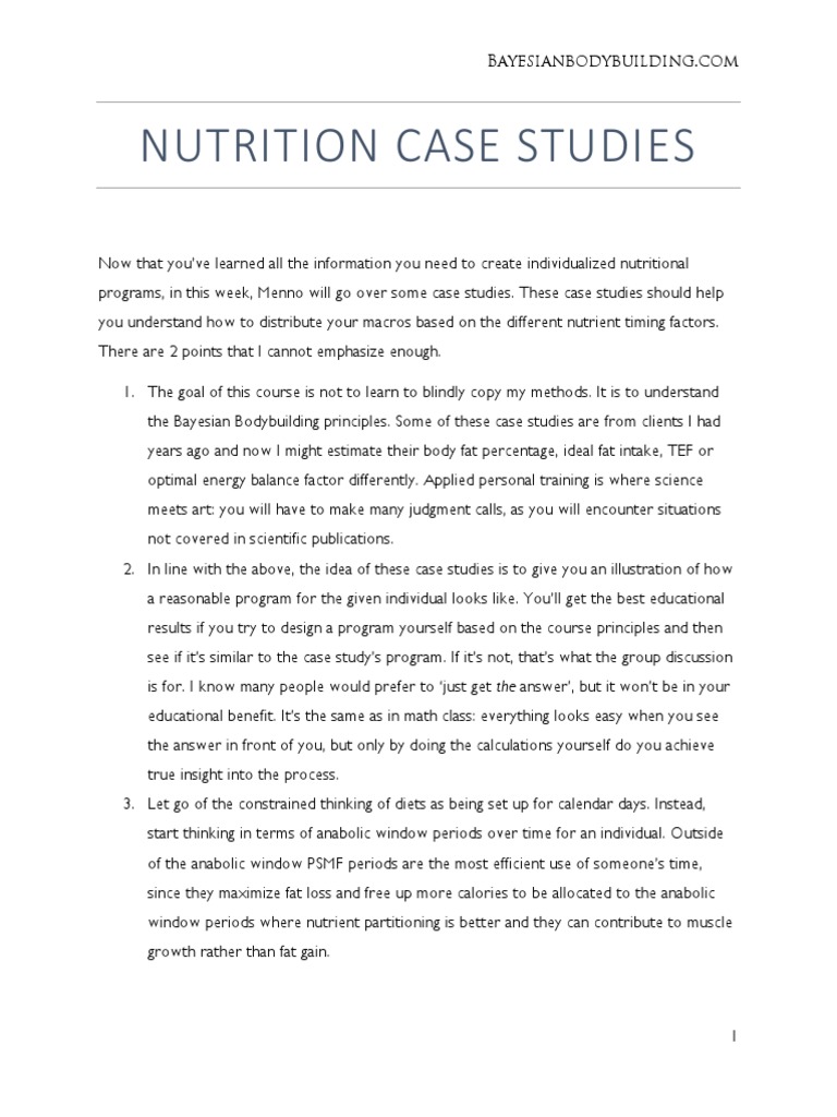 Nutrition Case Studies PTC8 | PDF | Dieting | Case Study