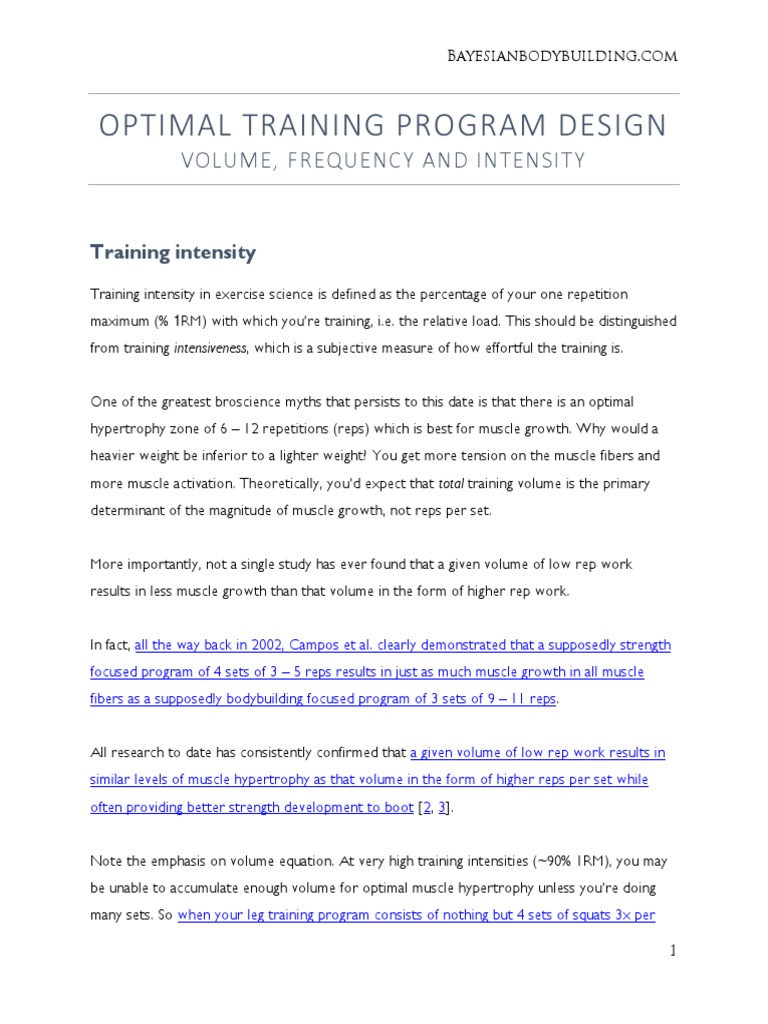 Optimal Training Program Design Volume Frequency Intensity | PDF ...