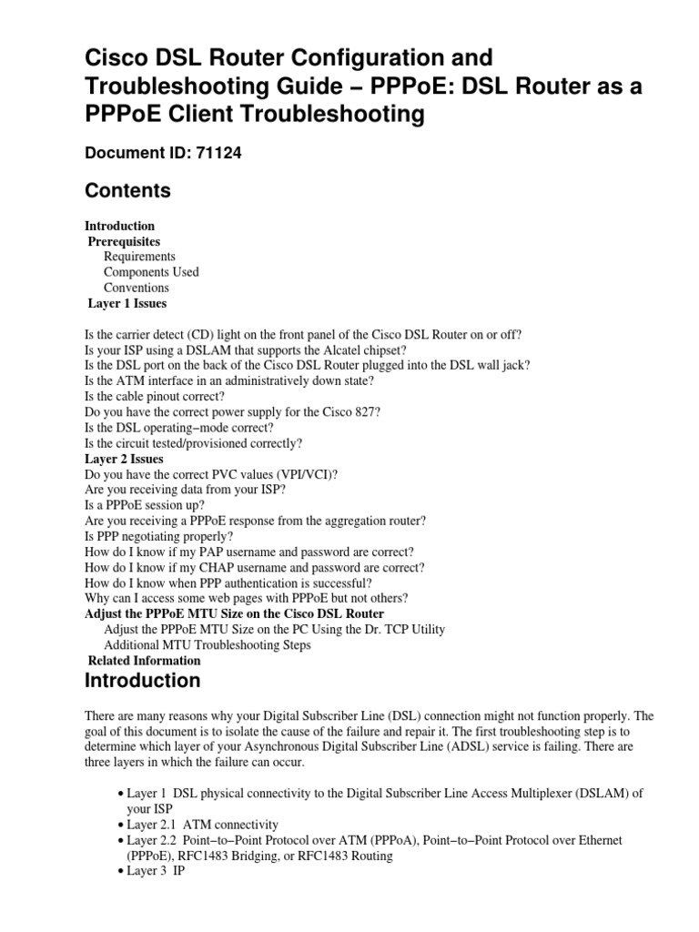 Cisco DSL Router Configuration and Troubleshooting Guide Pppoe: DSL Router As A Pppoe Client ...