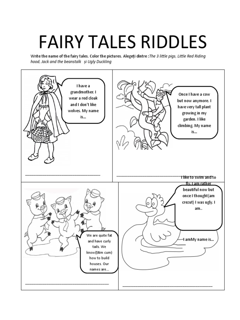Fairy Tale Riddles and Coloring | PDF
