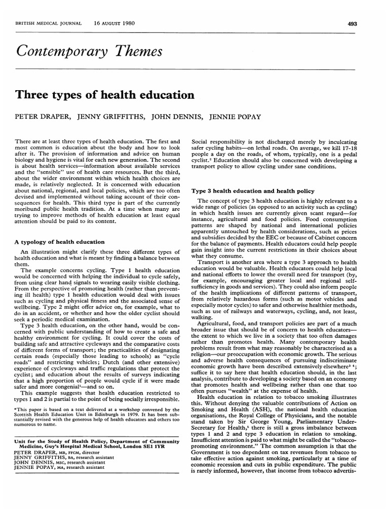 Three Types of Health Education PDF | PDF | Health Education | Public ...