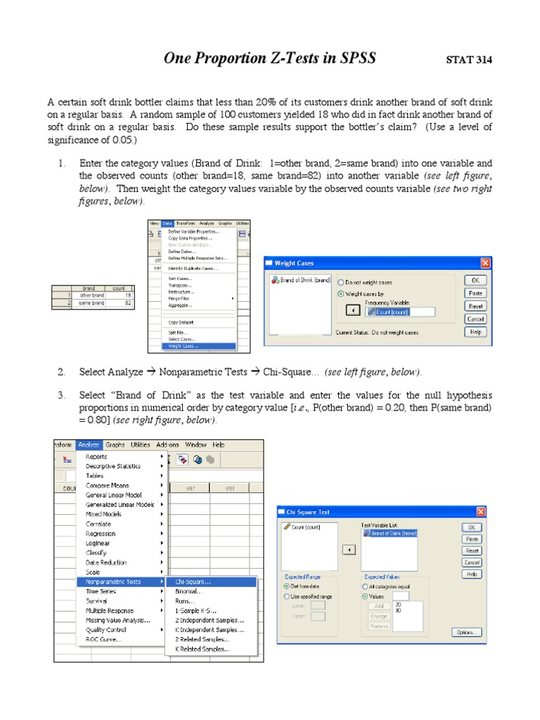 One Proportion Z-Test in SPSS Guide | PDF