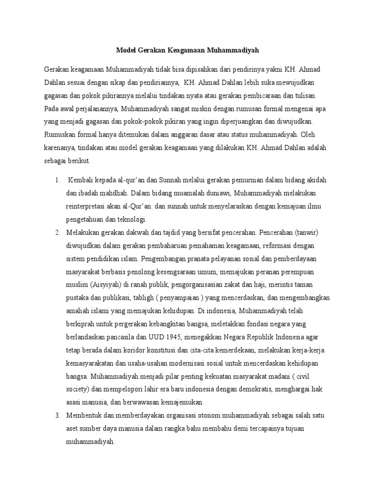 Model Gerakan Keagamaan Muhammadiyah | PDF