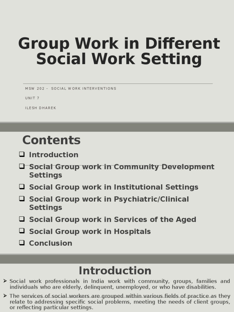 Social Group Work in Various Settings | PDF | Social Work | Mental Disorder