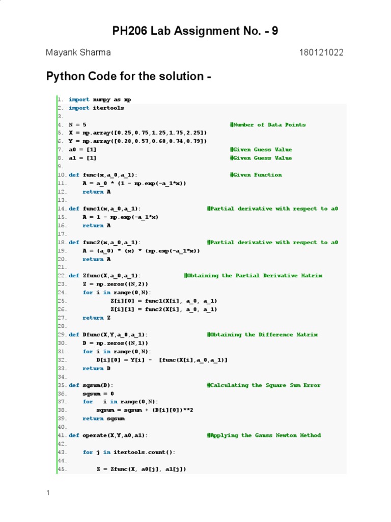 Least Square Python Code PDF | PDF | Exponential Function | Computational Science