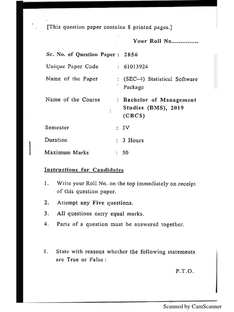 Spss Past Paper | PDF