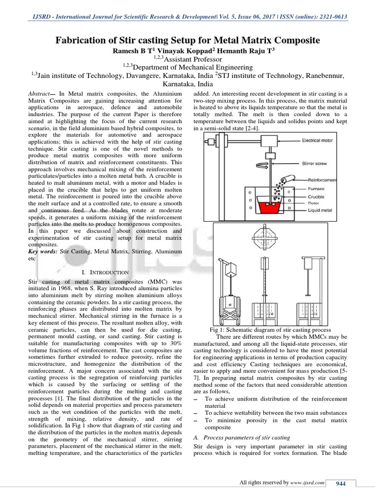 Fabrication of Stir Casting Setup For Metal Matrix Composite PDF | PDF | Casting (Metalworking ...