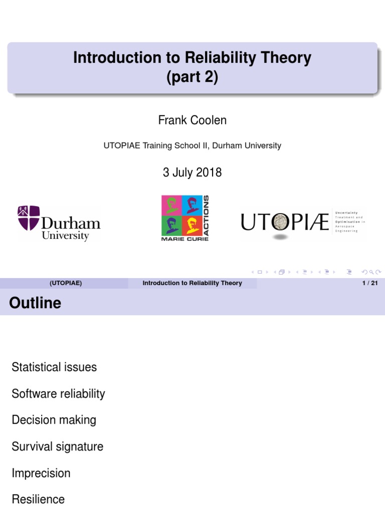 Introduction To Reliability Theory (Part 2) : Frank Coolen | PDF ...