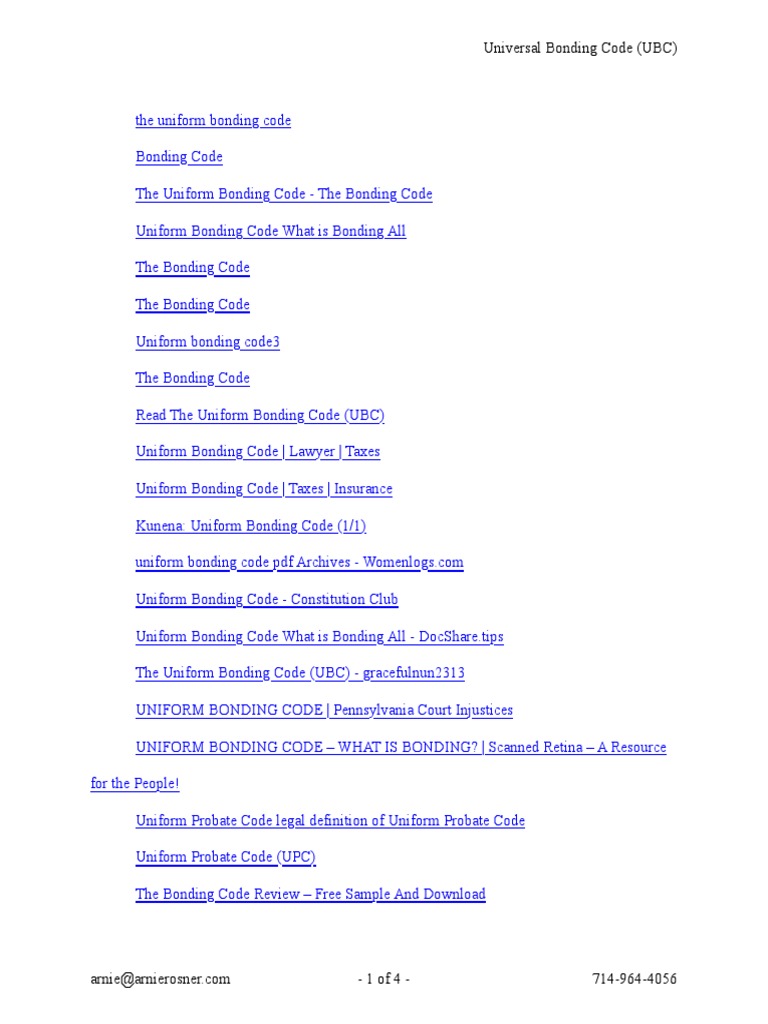 Universal Bonding Code Ubc PDF | Download Free PDF | Government ...