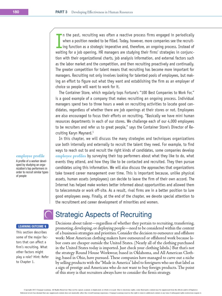 Strategic Aspects of Recruiting: PART 3 Developing Effectiveness in ...