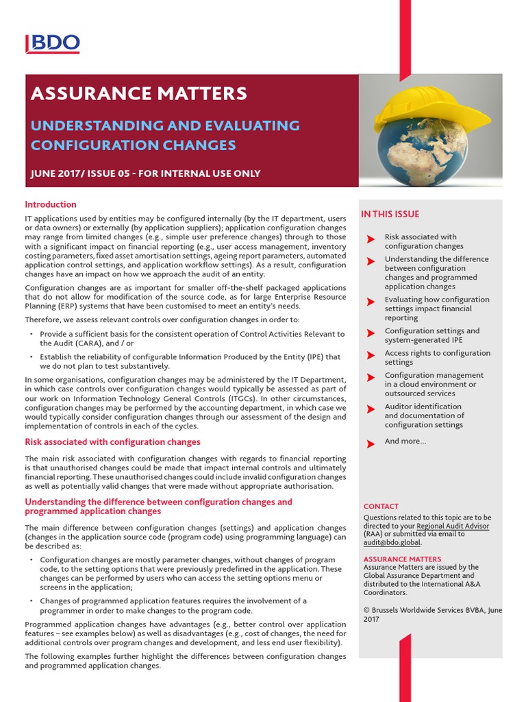 2017.05 Configuration Changes | PDF | Audit | Inventory