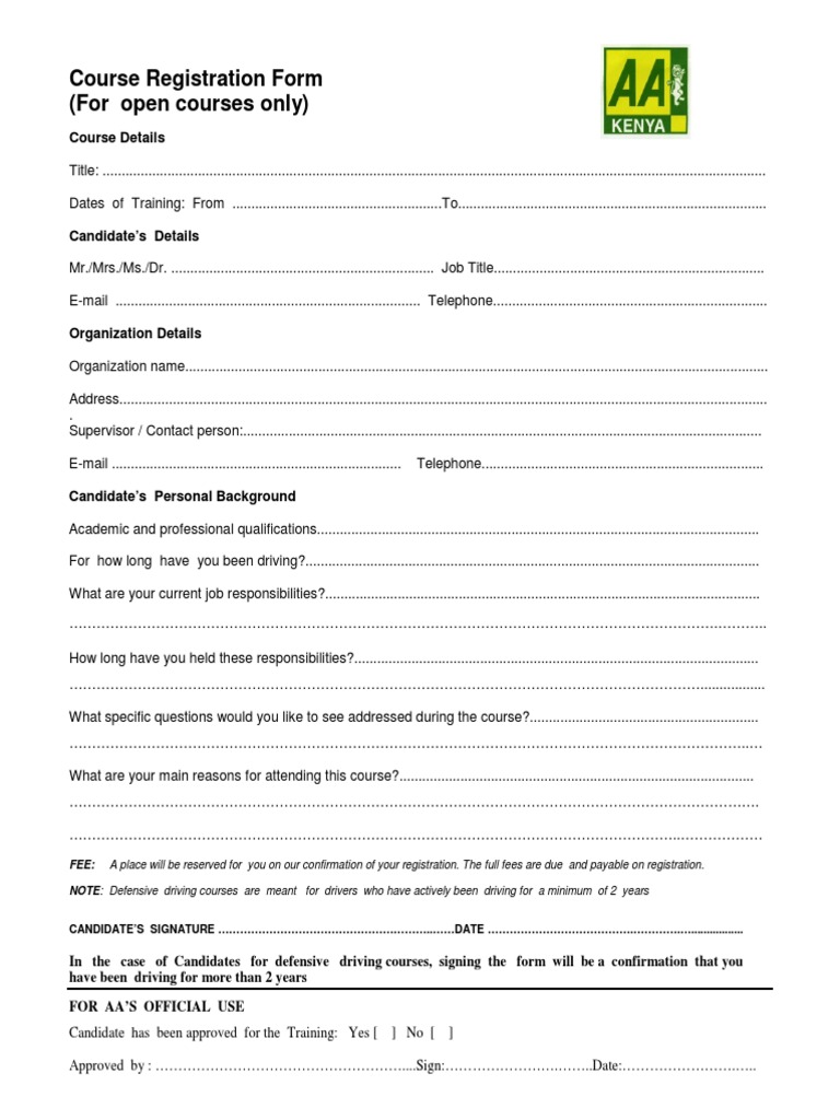 Course Registration Form | PDF | Business
