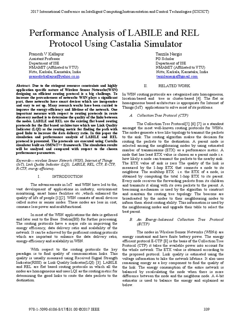 Performance Analysis of LABILE and REL Protocol Using Castalia ...