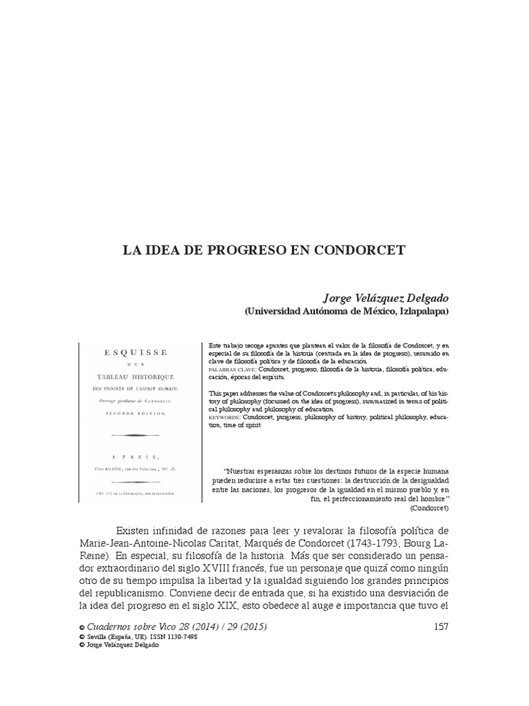 Velázquez Delgado - Jorge La Idea de Progreso en Condorcet.pdf | PDF | Era de iluminacion ...