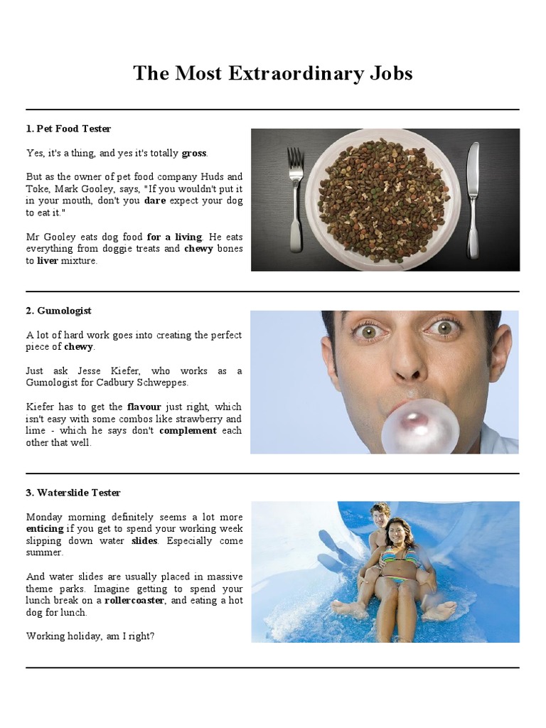 Extraordinary and Unusual Jobs List | PDF