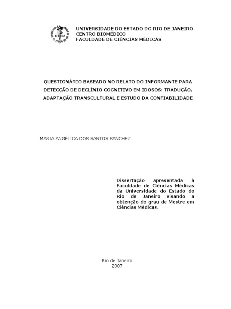 Questionario Iqcode | PDF | Doença de Alzheimer | Demência