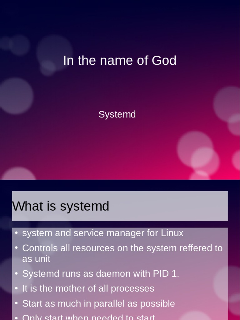 In The Name of God: Systemd | PDF | Utility Software | Computer File