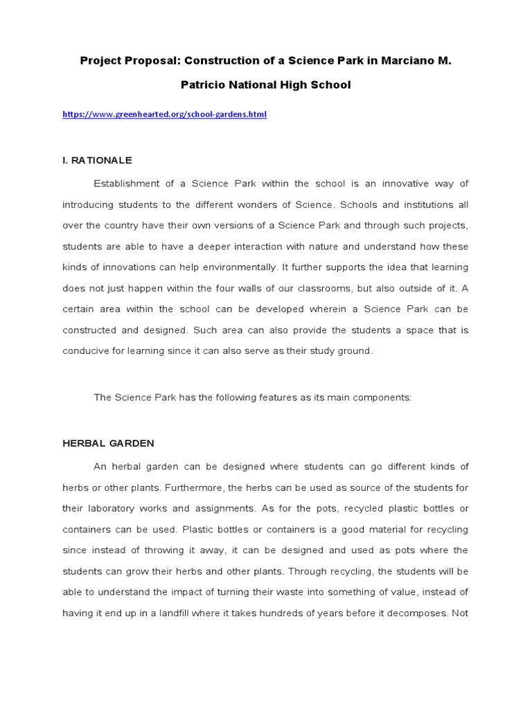 Project Proposal: Construction of a Science Park in Marciano M ...