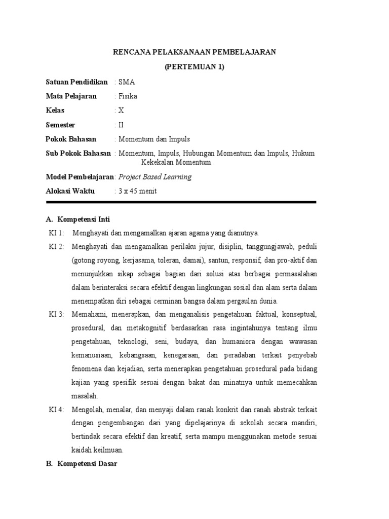 Contoh RPP PJBL | PDF