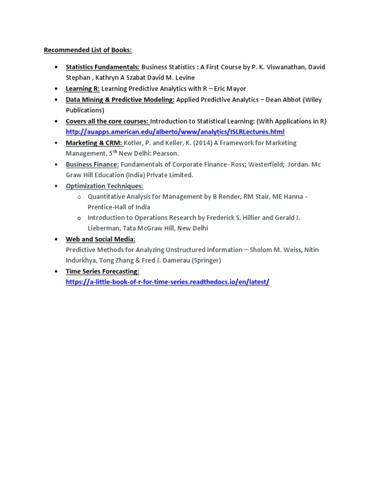 Recommended Reference Books PDF | PDF | Career & Growth