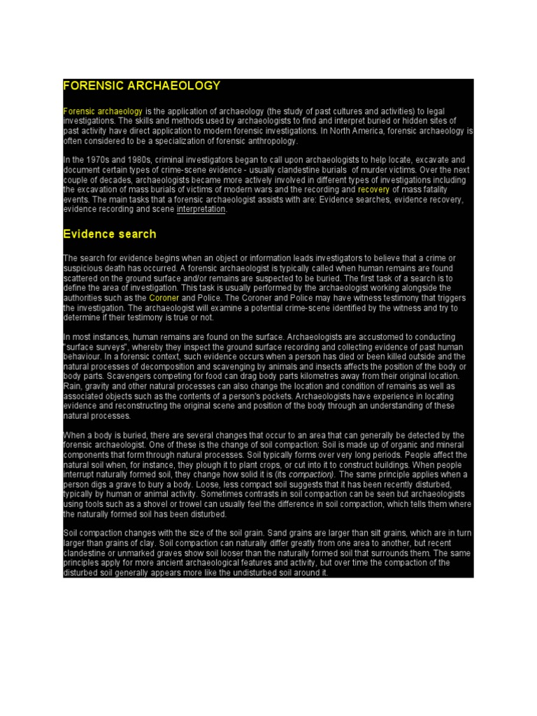 Application of Archaeological Methods in Forensic Investigations | PDF ...
